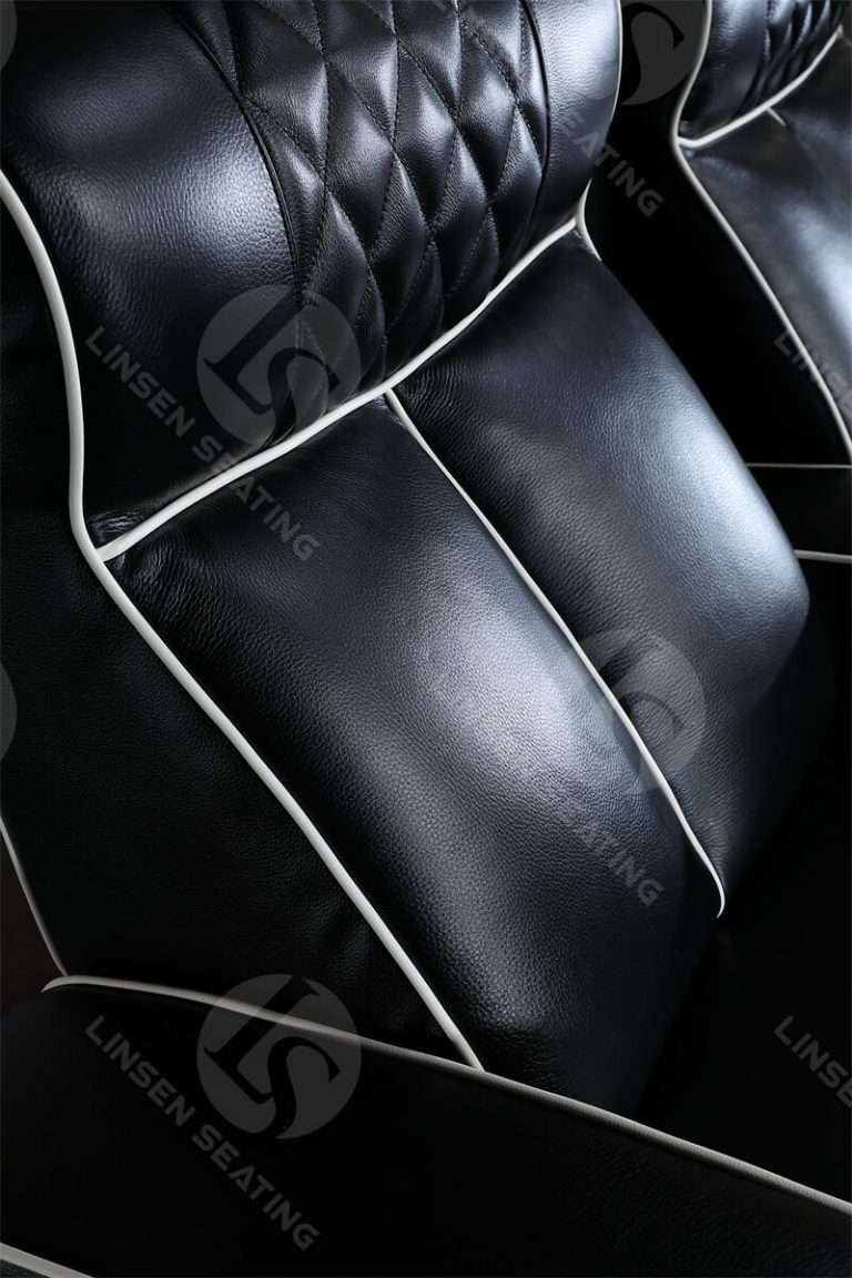 Modern Home Theater Seating in Black leather LS-6103