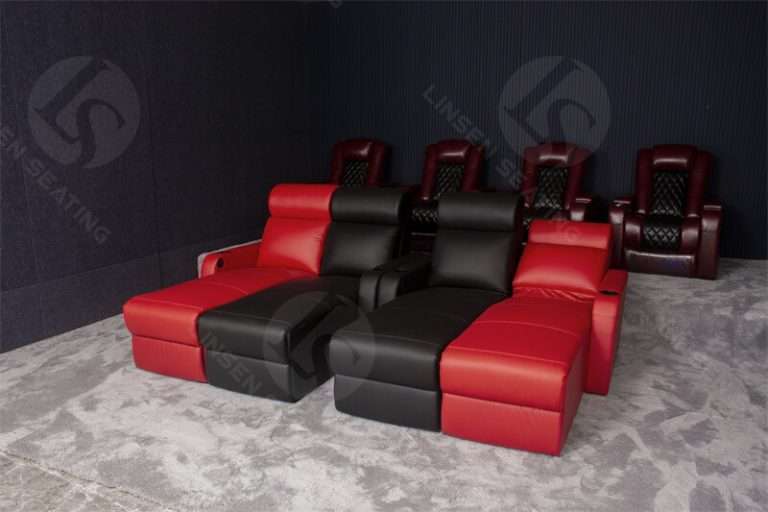 Couches for Movie Room In Cow Leather - Linsen Seating Theater sofa