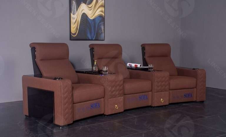 LS-6106 3-Seat Curved Theater Seating With Lifting Console - Linsen Seating