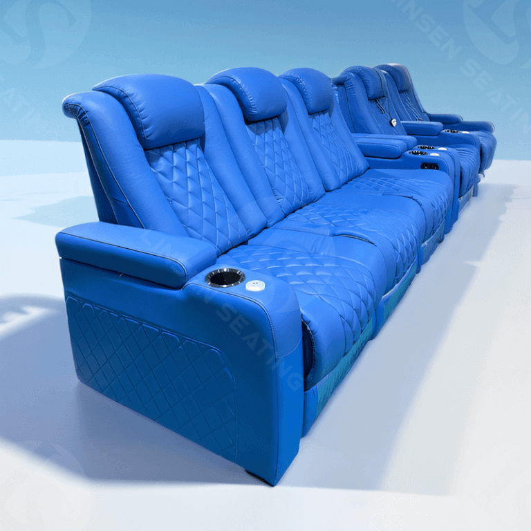 Blue Leather Theater Seating With Diamond Stitching LS-856BL - Linsen ...