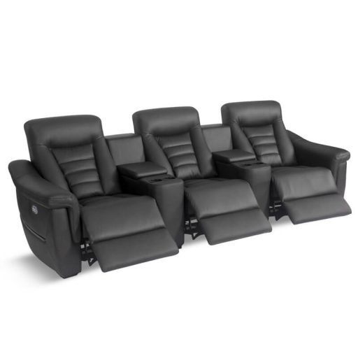 Home Cinema Recliner Sofa In Black Leather LS-876 | Linsen Seating